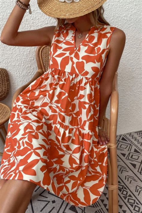 Wholesale Navy Blue Casual Print Patchwork V Neck Sleeveless Dress