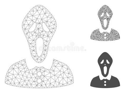 Horror Woman Vector Mesh Wire Frame Model And Triangle Mosaic Icon Stock Vector Illustration