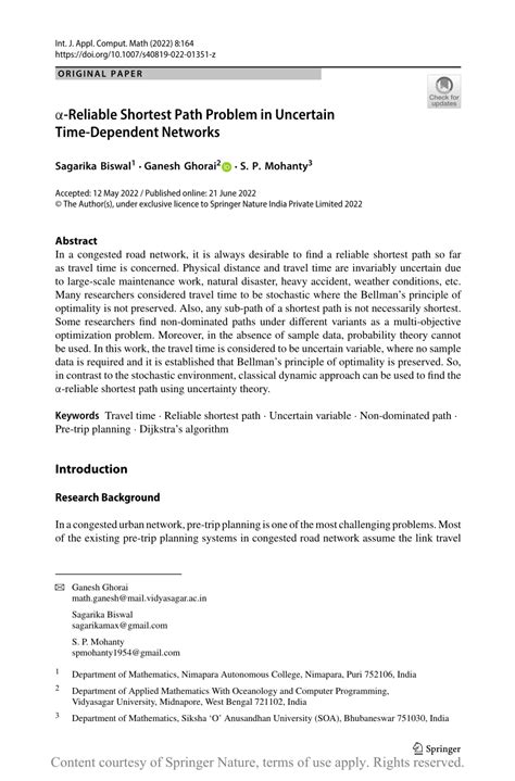 α Reliable Shortest Path Problem In Uncertain Time Dependent Networks