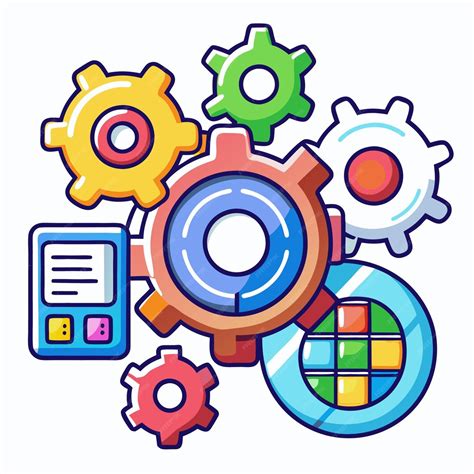 Colorful Gears And Ui Elements In A Circular Design Premium Ai Generated Vector
