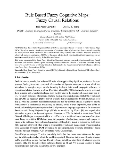 Pdf Rule Based Fuzzy Cognitive Maps Fuzzy Causal Relations João Paulo Carvalho