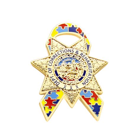 Cdcr Badge Autism Awareness Ribbon Lapel Pin Custom Pins And Buckles