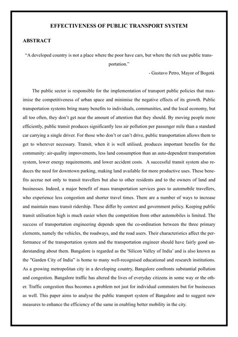 Pdf Effectiveness Of Public Transport System