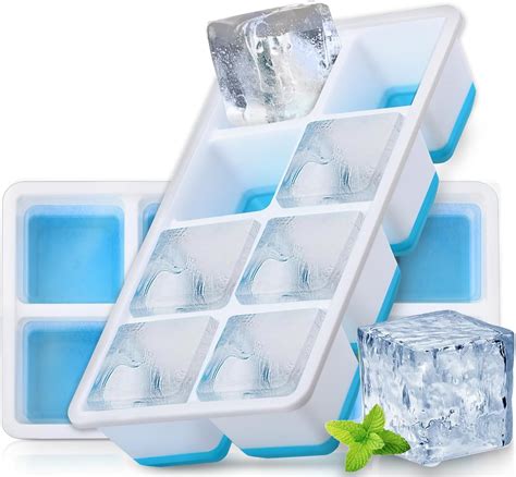 Large Ice Cube Mold With Lid Furnsii 2 Pack Silicone Big Square Ice