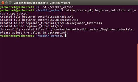 ROS Catkin paketi oluşturma Yapay Zeka ve Benzetim Sistemleri Arge Lab
