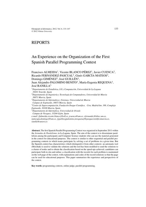 pdf an experience on the organization of the first spanish parallel