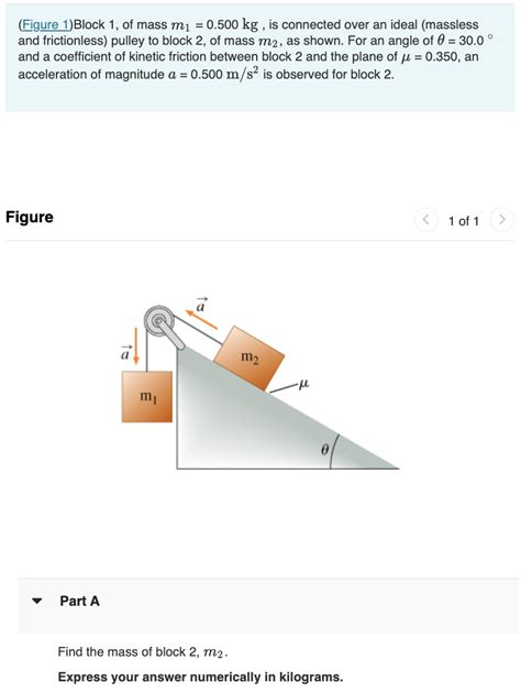 Solved Figure 1 Block 1 Of Mass M1 0 500 Kg Is Connected