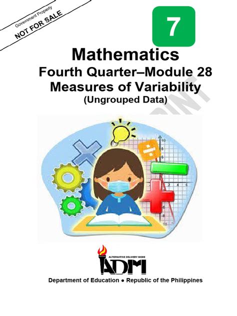 Mathematics7 Q4 Mod28 Measures Of Variability Ungrouped Data V5 Pdf Variance