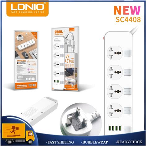 LDNIO SC5006 Defender Series 5 Universal Sockets With Individual Switch UK 3 Pin 2 Meter Cord