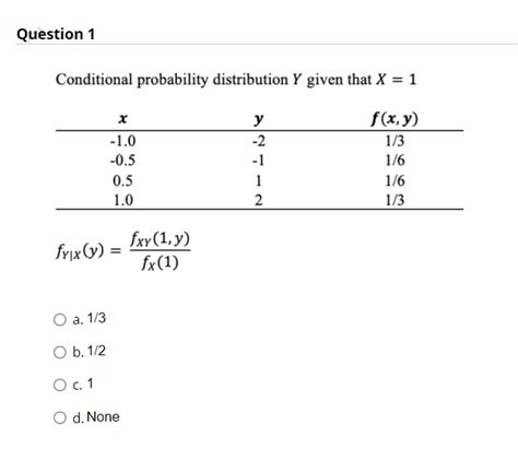 Solved Question Conditional Probability Distribution Y Chegg
