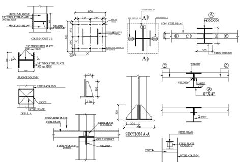 Steel Beam And Column Dwg File Steel Columns Steel Beams Steel Cladding Column Base Steel