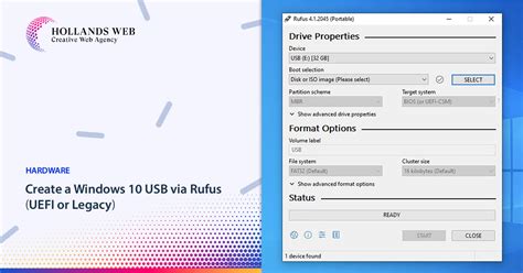 Create A Windows 10 Usb Via Rufus Uefi Or Legacy Hollands Web