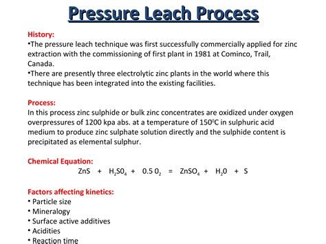 Extractive Metallurgy Presentation Zinc Ppt