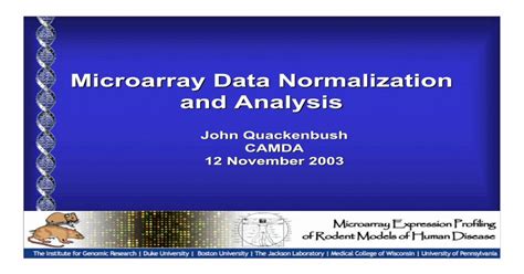 Microarray Data Normalization And Analysiscamda2009bioinformatics