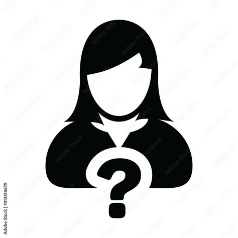 Ask Icon Vector Question Mark With Female User Person Profile Avatar