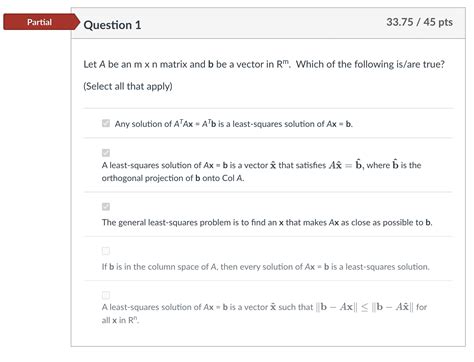 solved let a be an m×n matrix and b be a vector in rm which