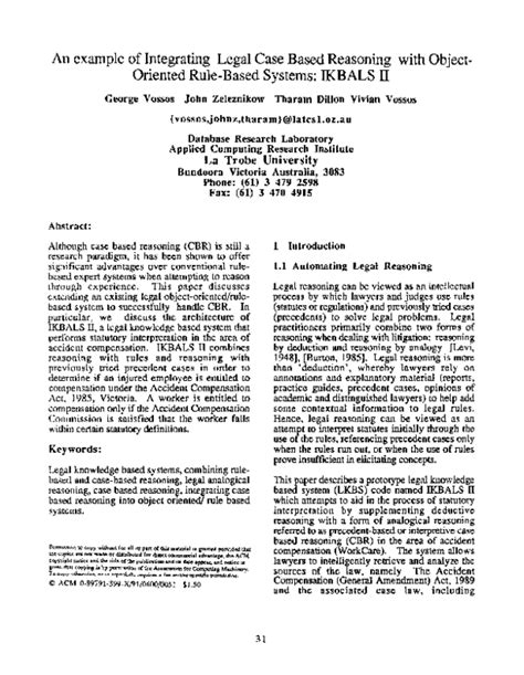 pdf an example of integrating legal case based reasoning with object