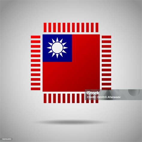대만의 국기 대만 국기의 색상의 통합 회로 아이콘 반도체 제조 프로세서 마이크로 칩 벡터 일러스트레이션 Eps10 반도체에 대한 스톡 벡터 아트 및 기타 이미지 Istock