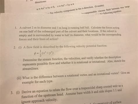 Solved Directions He Velocity Component In The Z Direction