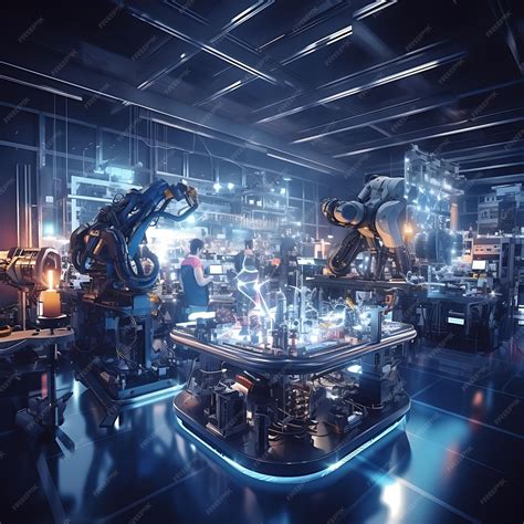 Premium Photo Backdrop Of Robotics Workshop Backdrop Robot Models