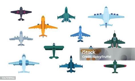 평면 비행기 군용 제트 항공기와 민간 터보 판 항공 비행기 운송 항공의 최고 보기 벡터 격리 평면 전투기에 대한 스톡 벡터 아트 및 기타 이미지 Istock