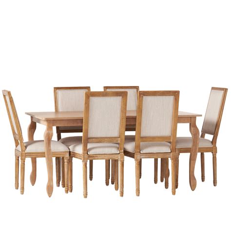 Laurel Foundry Modern Farmhouse® Phebe Fabric And Rubberwood Expandable 7 Piece Dining Set
