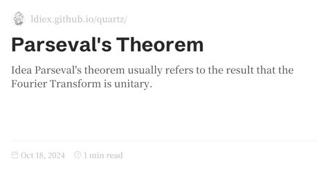 Parsevals Theorem