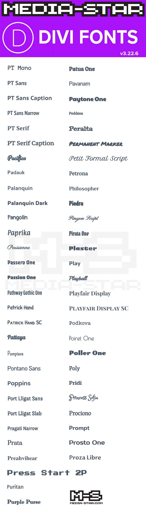 Complete Divi Font List Examples Previews Elegant Themes