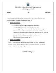 Lab8 Docx CS11253 Object Oriented Programming Lab Assignment 8 Name
