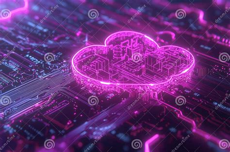 An Illuminated Cloud Computing Network Symbol Hovering Over A Digital
