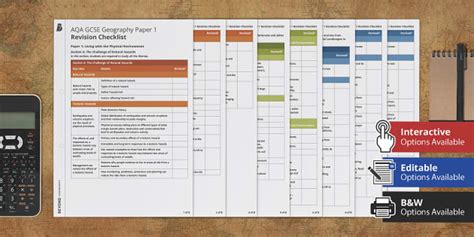 AQA GCSE Geography Paper Revision Checklist Twinkl