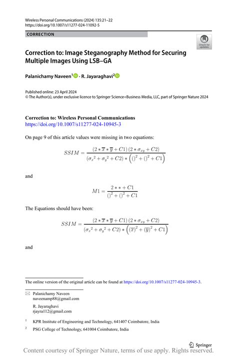 Correction To Image Steganography Method For Securing Multiple Images Using Lsbga Request Pdf