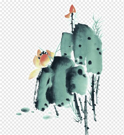 잉크 그림 중국어 회화 잉크 연꽃 잉크 포스터 빨래 Png Pngwing