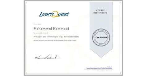 Mohamed Shakir On Linkedin Completion Certificate For Principles And Technologies Of 5g Mobile