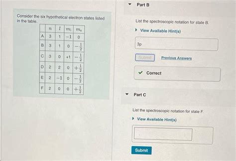 Solved Part B Consider The Six Hypothetical Electron States