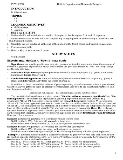 Psyc Notes Template 2250 Introduction In This Unit You Topics E T Learning