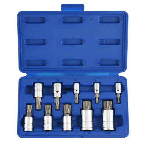 10pc Xzn 12 Point Mm Triple Square Spline Bit Socket Set Tamper Proof New Case Ebay