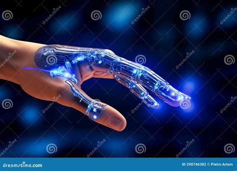 Human Hand Touching Artificial Intelligence Hand Generative Ai Stock Illustration