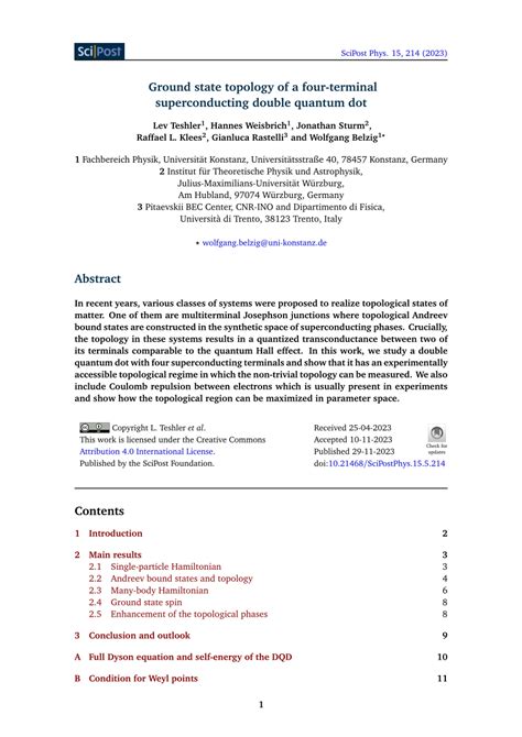Pdf Ground State Topology Of A Four Terminal Superconducting Double Quantum Dot