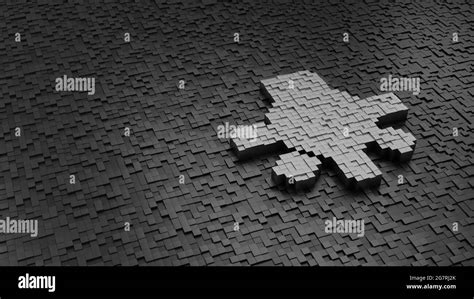 3d Rendering Metal Cubes In Shape Of Symbol Of Bulb With Rays Light