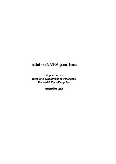 Cours Pdf Dinitiation à Vba Pour Excel Coursinfopdfcom