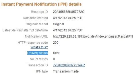 Paypal Ipn Delivery Status Sent But No Ipn Responce Stack Overflow