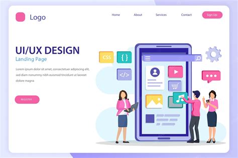 Premium Vector Ui Ux Design Concept Ui Ux Landing Page Website Flat