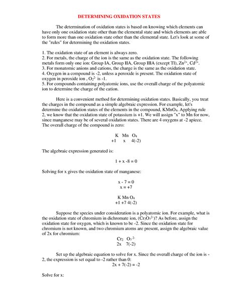 Determining Oxydation State DETERMINING OXIDATION STATES The Determination Of Oxidation States