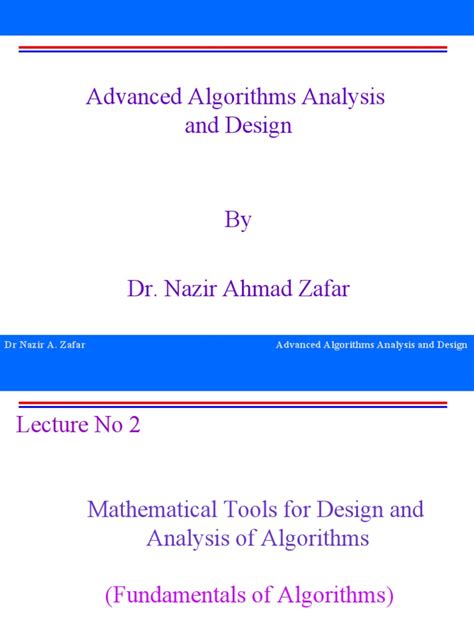 Dr Nazir A Zafar Advanced Algorithms Analysis And Design Pdf Set Mathematics Sequence