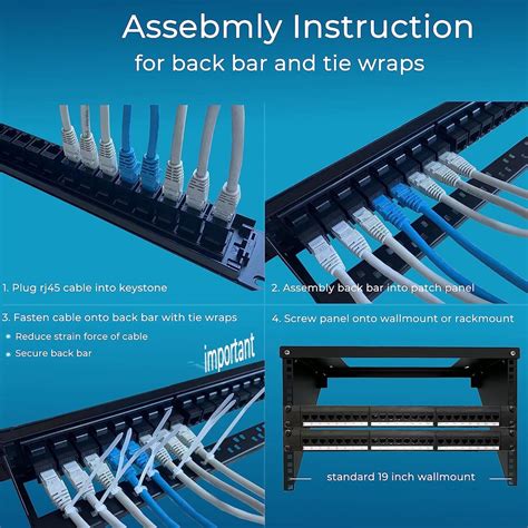 ZoeRax Patch Panel 24 Port Cat6 Cat6a Cat7 With Inline Keystone 10G RJ45 Coupler Patch Panel 19