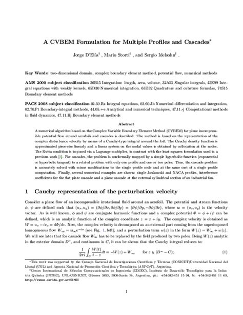 pdf cvbem for incompressible flow around cascades