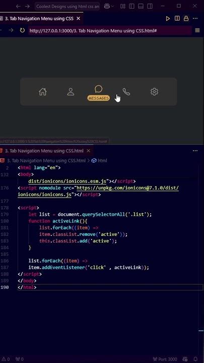 Tab Navigation Menu Using Css Shortsviraltrendinghtmlcssjscoding