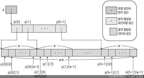 Visual C 영상 처리 프로그래밍 변형된 2차원 배열 동적 할당 1