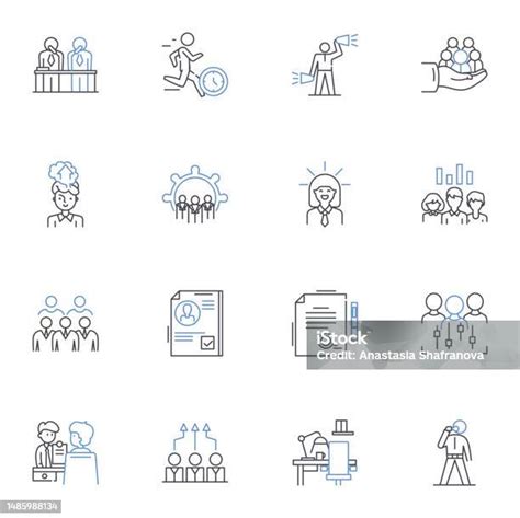 인적 자원 라인 아이콘 컬렉션입니다 채용 교육 다양성 복리후생 성과 평가 보상 벡터 및 선형 그림 개발 정책 출석 개요 표지판 세트 아이콘에 대한 스톡 벡터 아트 및 기타